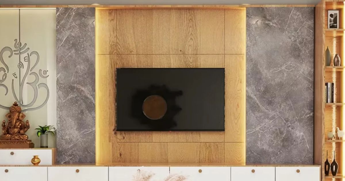 Constructing a Wall-Mounted TV Unit with Built-in Temple